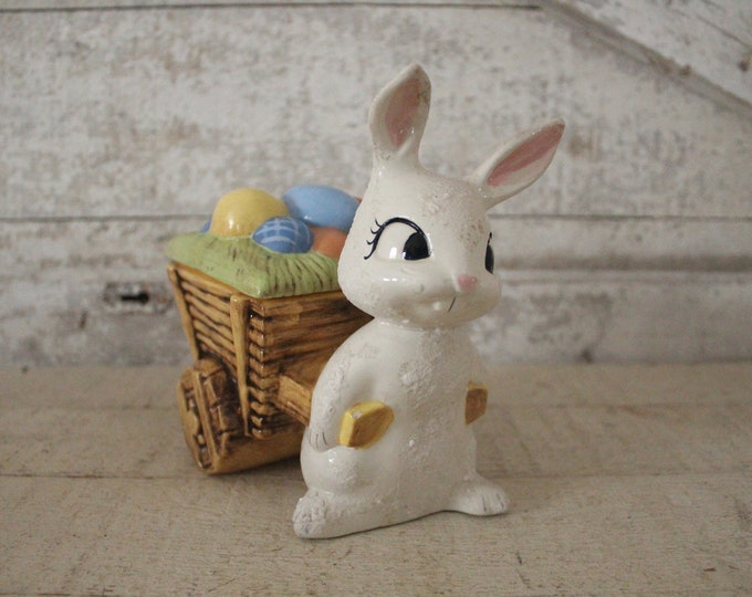 Vintage 1970s Easter Bunny & Cart Candy Dish - Handcrafted Ceramic ...
