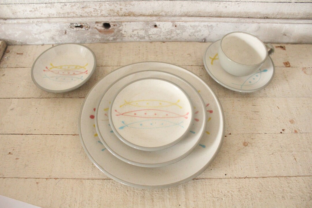 Vintage Mid Century Harkerware Stone China SEAFARE - 1960s Complete ...