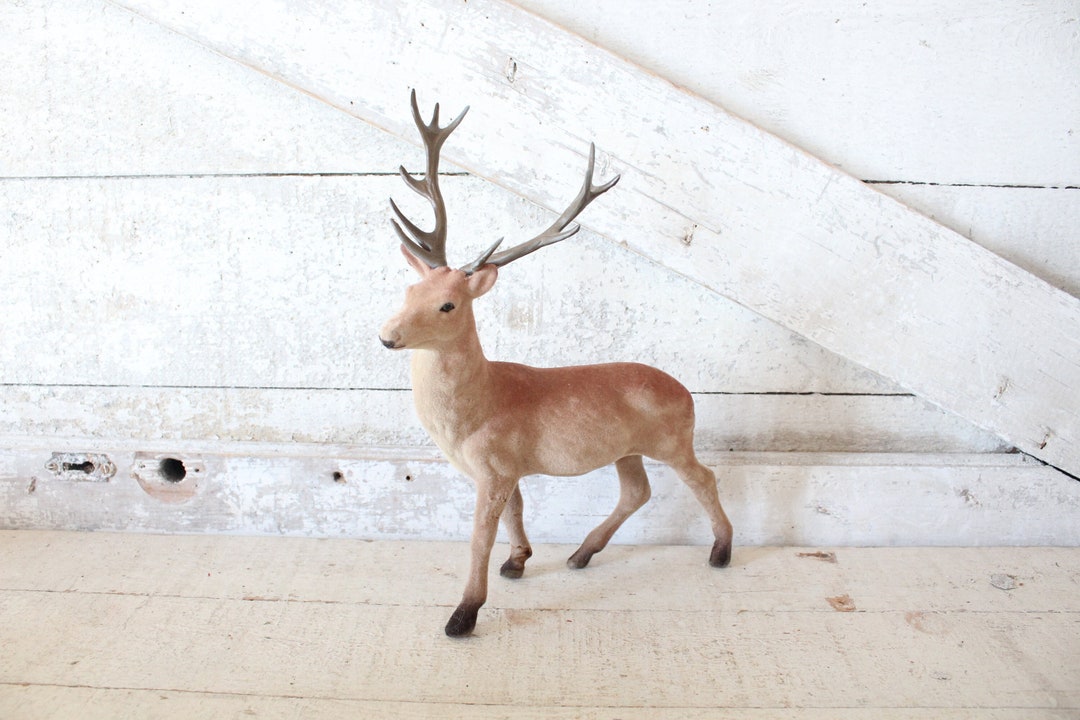 Vintage Blow Mold Deer Stag - Fuzzy Blow Mold Deer With Antlers ...