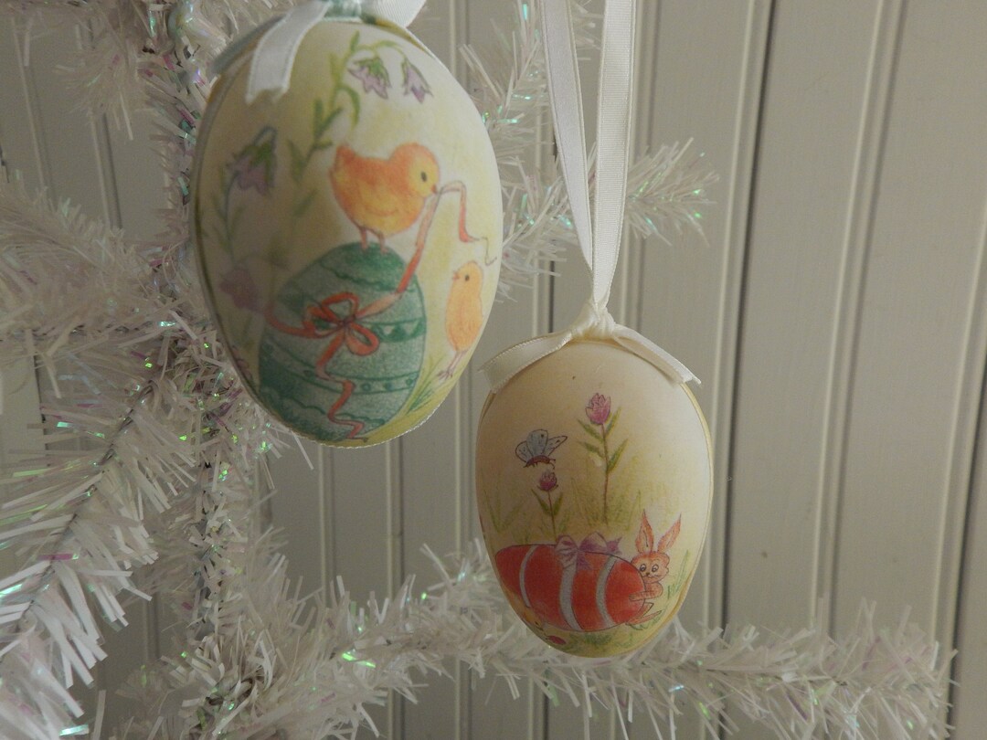 Vintage Easter Tree Egg Decorations Pair of 1970s Vintage Easter Eggs ...