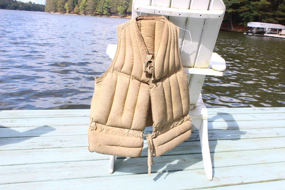 Vintage WWII Kapok Life Preserver - Tapatco Adult Canvas Life Jacket ...