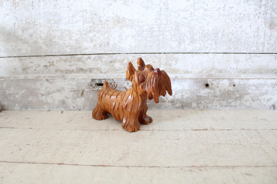 Vintage Chip Carved Wood Scottie Dog - Hand Carved Dog - John Meinhart ...