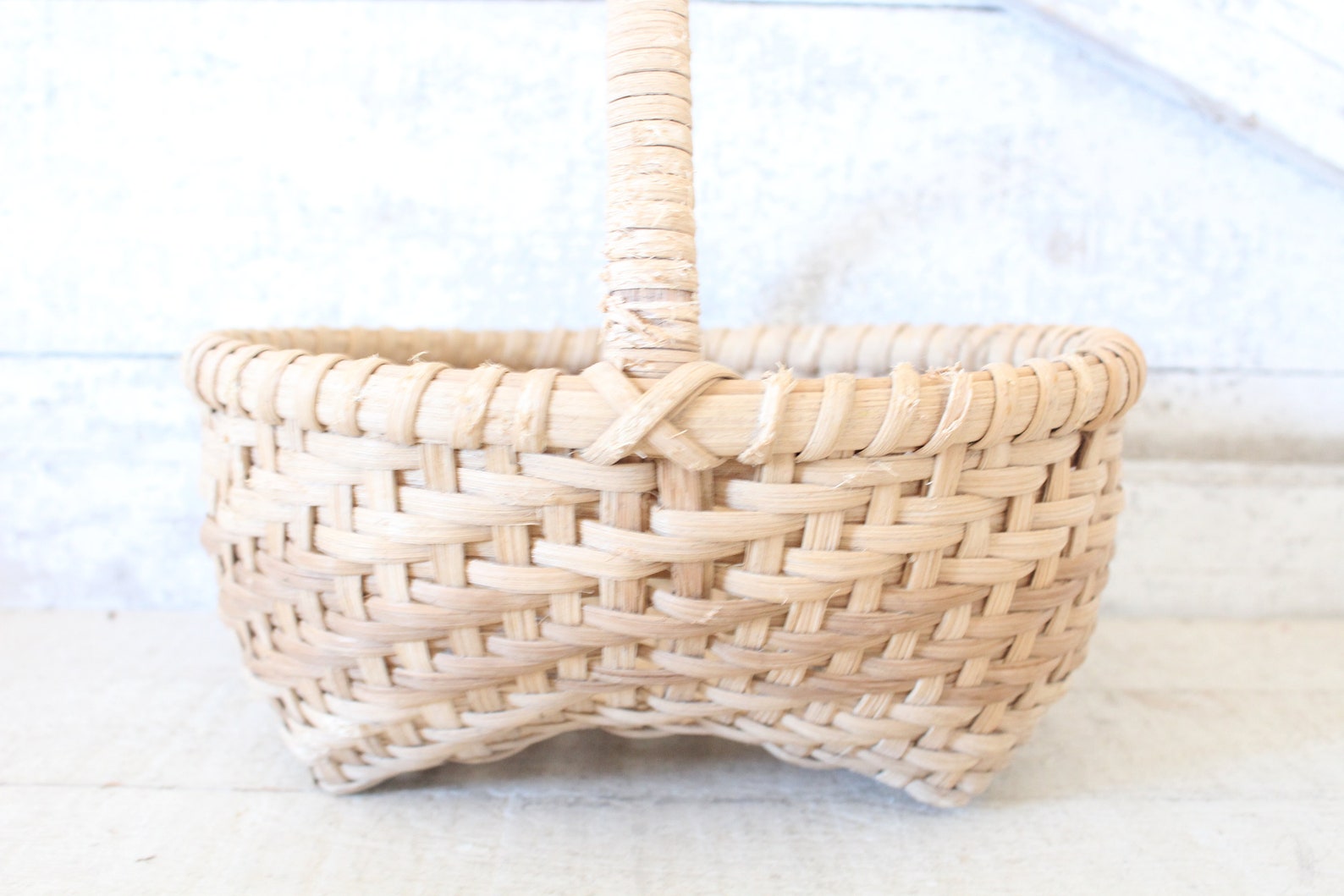 Vintage Wicker Gathering Basket Hand Crafted in 1986 Signed by Cathy ...