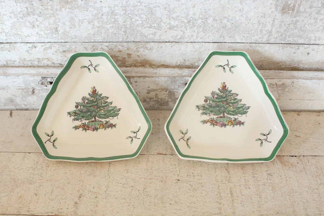 Vintage Spode Christmas Tree Candy Dish - Triangular Candy Dish - Spode ...