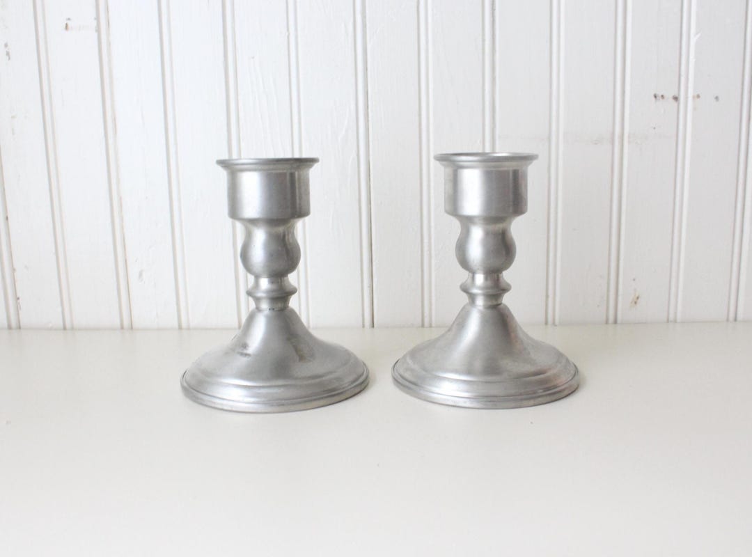 Vintage Pewter Candlestick Holders - Set of Two Candleholders ...