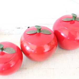 Vintage Aluminum Red Apple Canister Set - Three-piece Canister Set ...