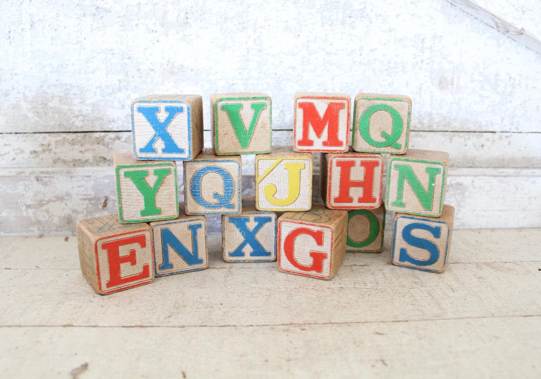 Vintage 1950s/1960s Wooden Children's Blocks - Old Alphabet Wood Blocks ...