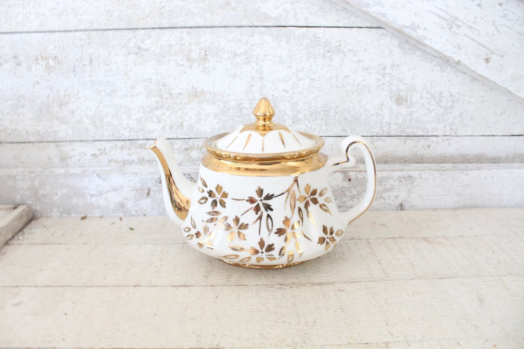Vintage Price & Kensington White/gold Teapot - Elegant Shiny Gold and ...