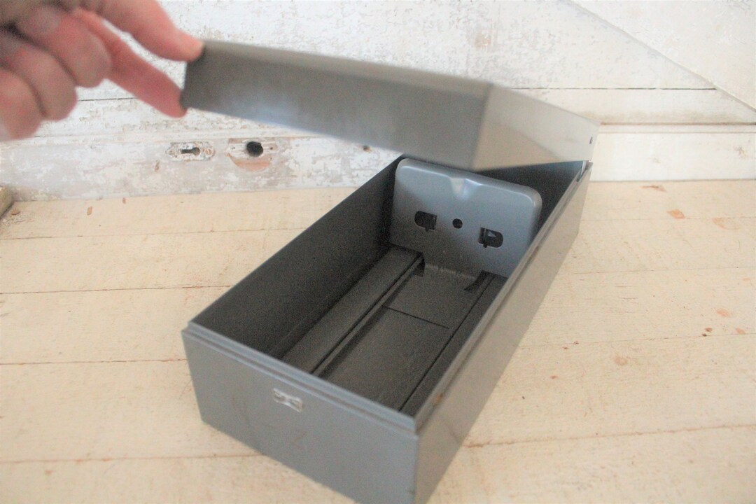 Vintage HON 3x5" Index Card Desktop File Box - Grey Metal 3x5" Card ...