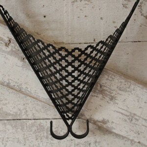Vintage Black Metal Mesh Wall Basket - Mid Century Modern Front Door ...