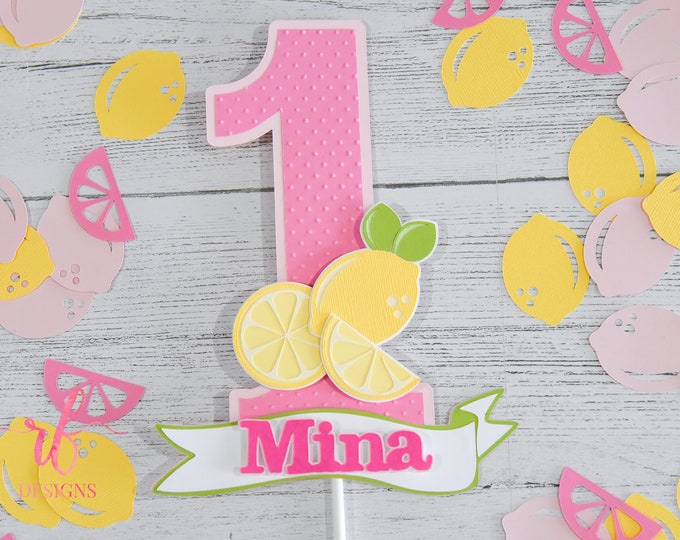 Lemon Theme Cake Topper Customized With Name and Age Citrus Birthday ...