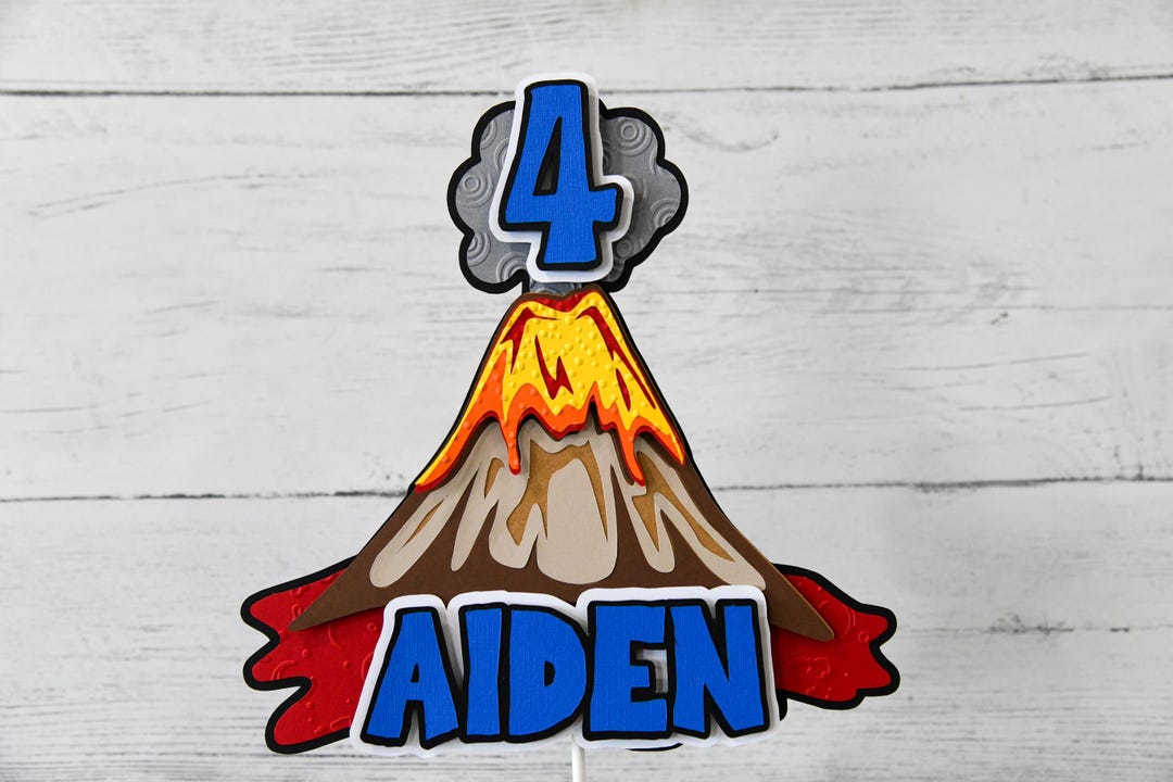 Volcano Birthday Cake Topper - Etsy