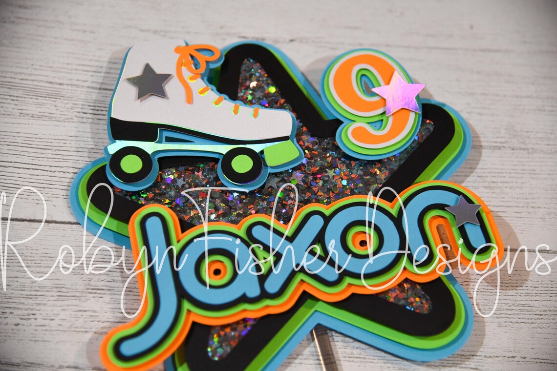Roller Skating Theme Cake Topper shaker Topper Retro - Etsy
