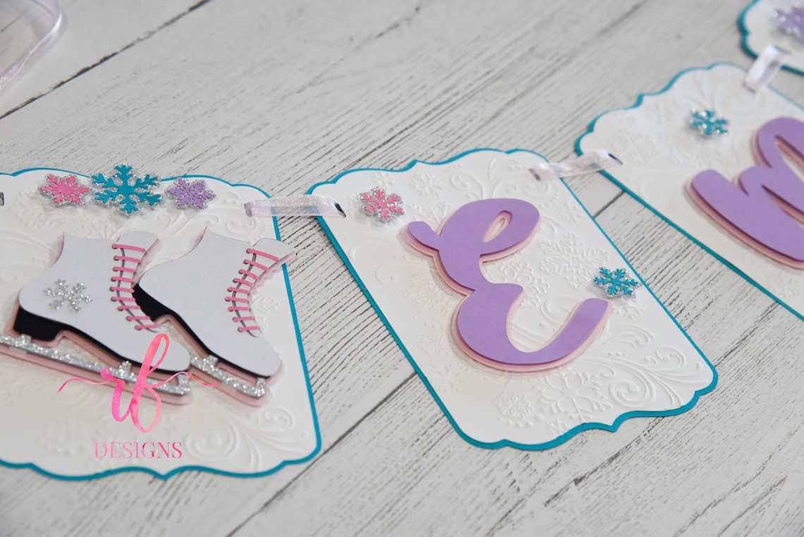 Ice Skating Banner Winter Theme Beautifully Detailed and - Etsy