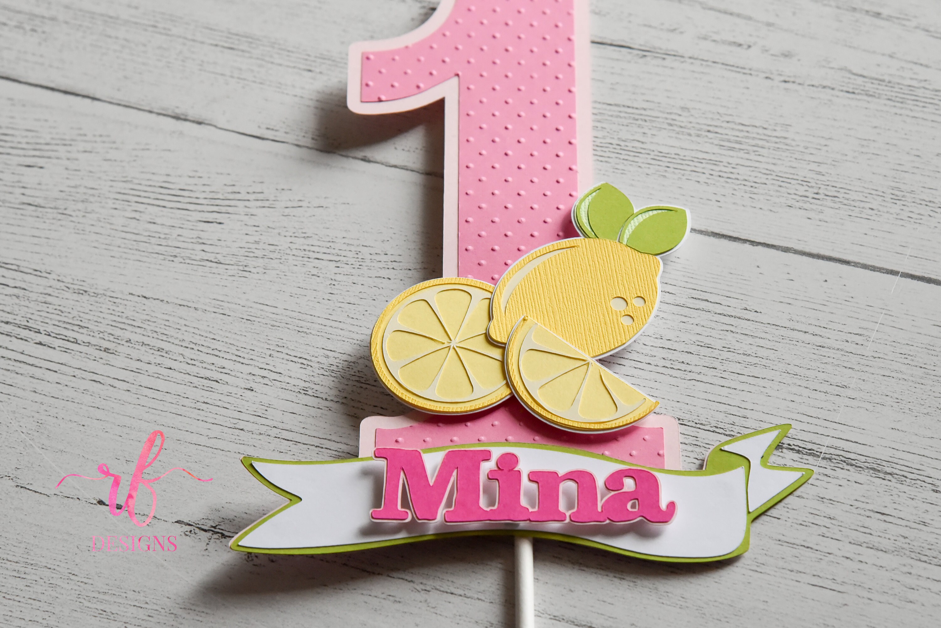 Lemon Theme Cake Topper Customized With Name and Age Citrus | Etsy