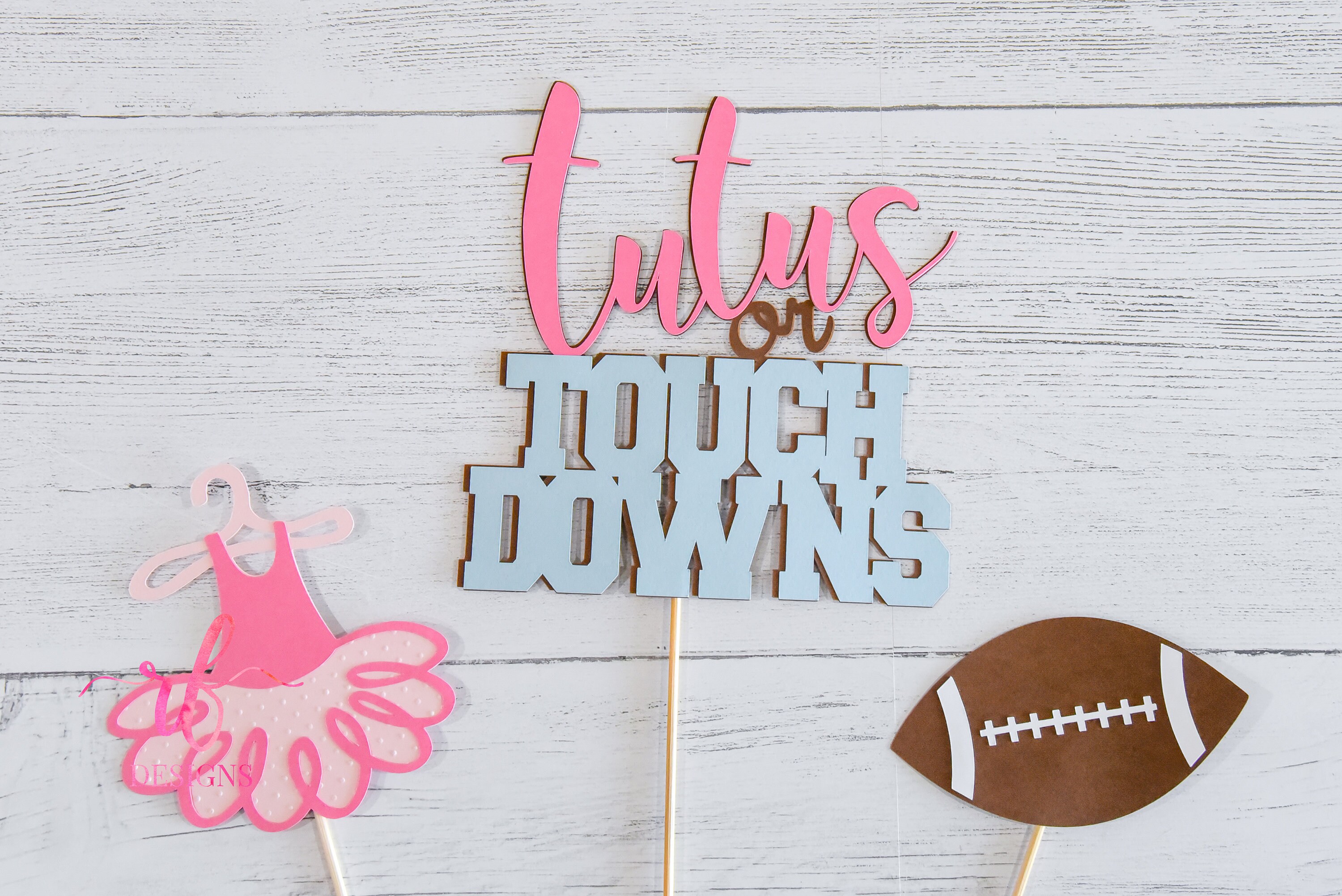 Tutus or Touchdowns Gender Reveal 3pc Cake Topper Set or | Etsy