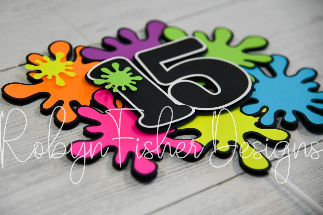Paint Splash Party Cake Topper Paint Party, Paint Ball, Slime Party ...