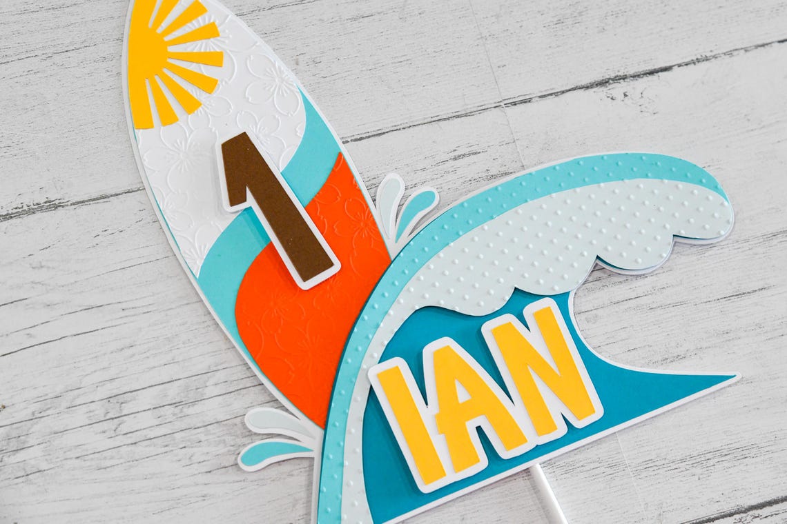 Surf Cake Topper Customized With Name and Age - Etsy