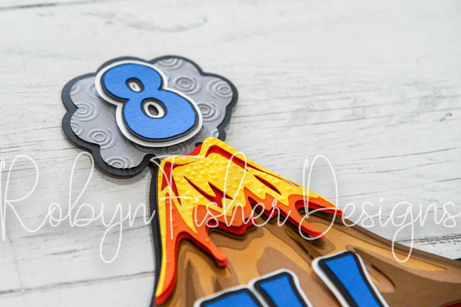 Volcano Cake Topper Customized With Age and Name Floor is | Etsy