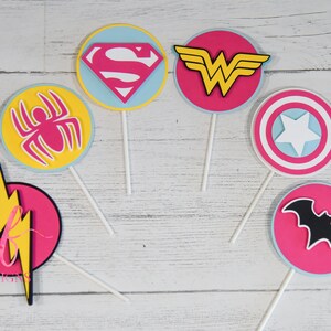SUPERGIRL Girl Superhero Birthday Party Girl Power Set of 12 Cupcake ...