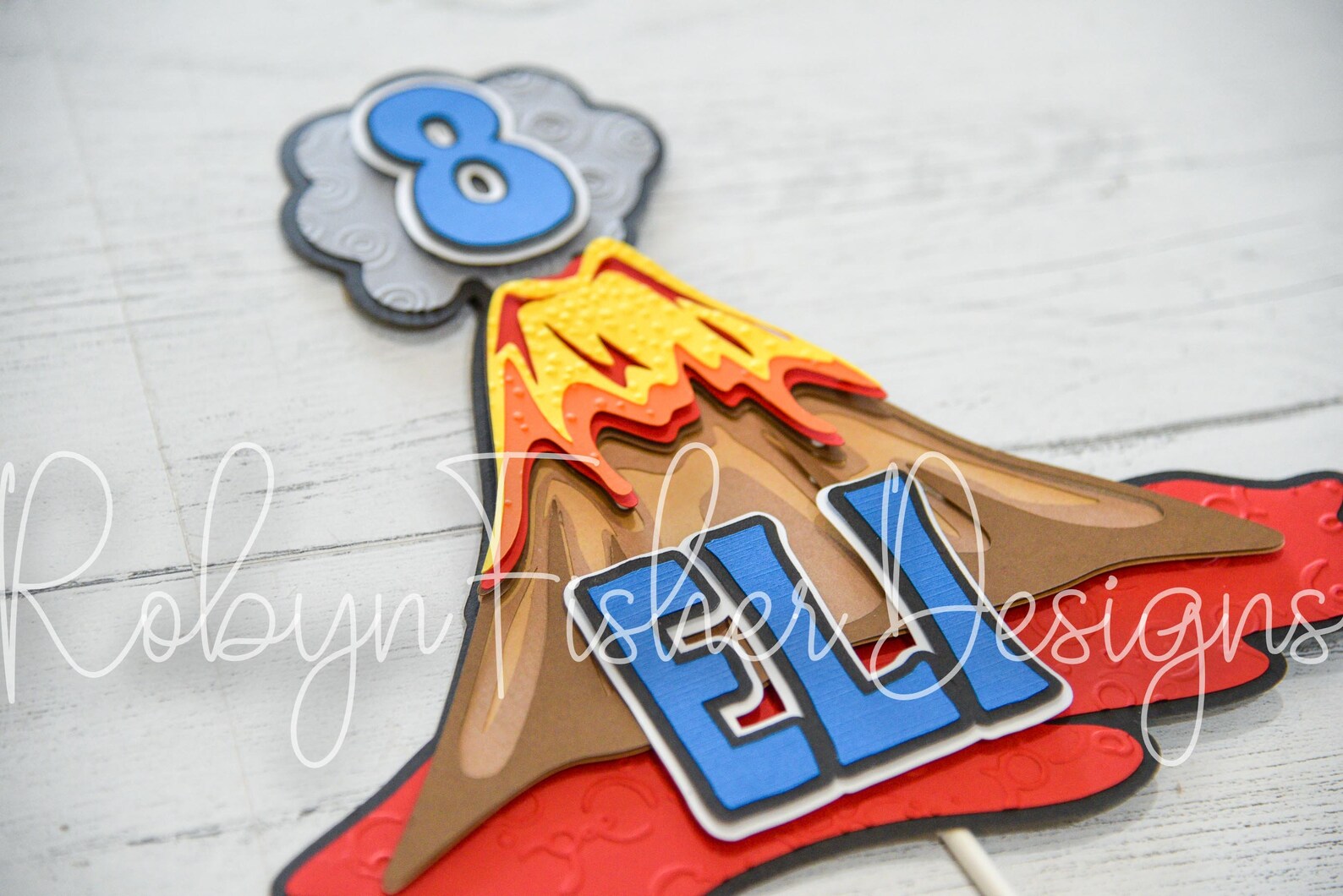 Volcano Cake Topper Customized With Age and Name Floor is | Etsy
