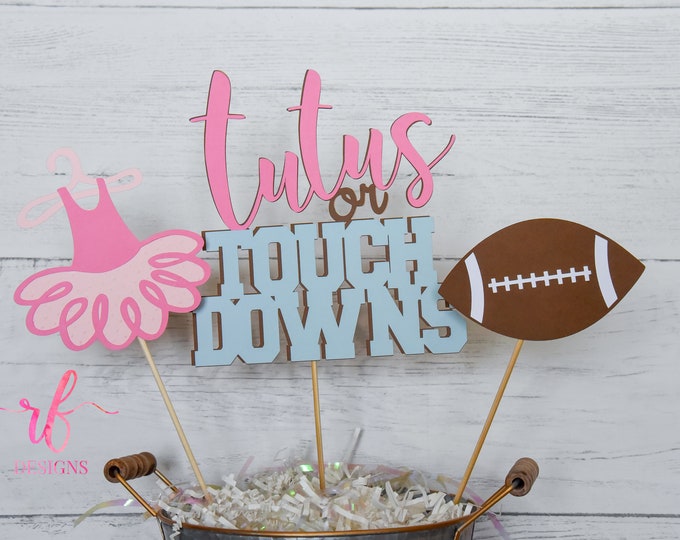 Tutus or Touchdowns Gender Reveal 3pc Cake Topper Set or | Etsy