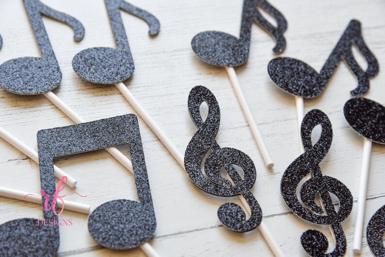 Music Notes Cupcake Toppers Set of 12 Music Theme Treble | Etsy