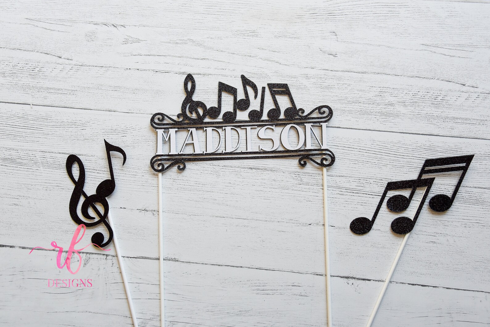Music Theme 3pc Cake Topper/ Centerpiece Customized With Name - Etsy