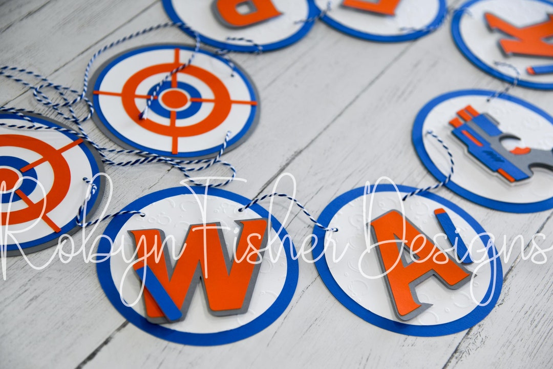 Nerf Toy Gun Theme Banner Customized With Name - Etsy