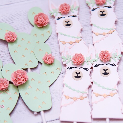 Llama and Cactus Cupcake Toppers Set of 12 Baby Shower - Etsy