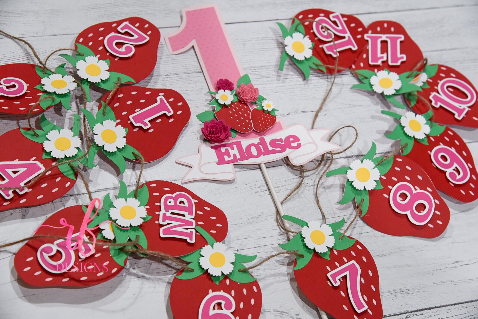 Berry Sweet Strawberry Theme Birthday Banner Customized for | Etsy