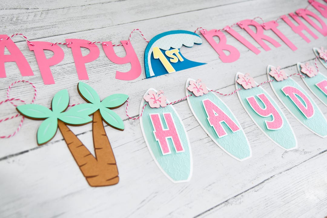 Beach Birthday Banner and **OPTIONAL** Happy Birthday Letter Banner ...