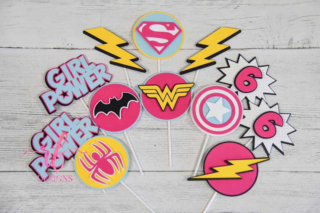 SUPERGIRL Girl Superhero Birthday Party Girl Power Set of 12 Cupcake ...