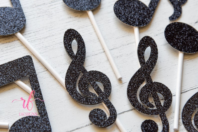 Music Notes Cupcake Toppers Set of 12 Music Theme Treble | Etsy