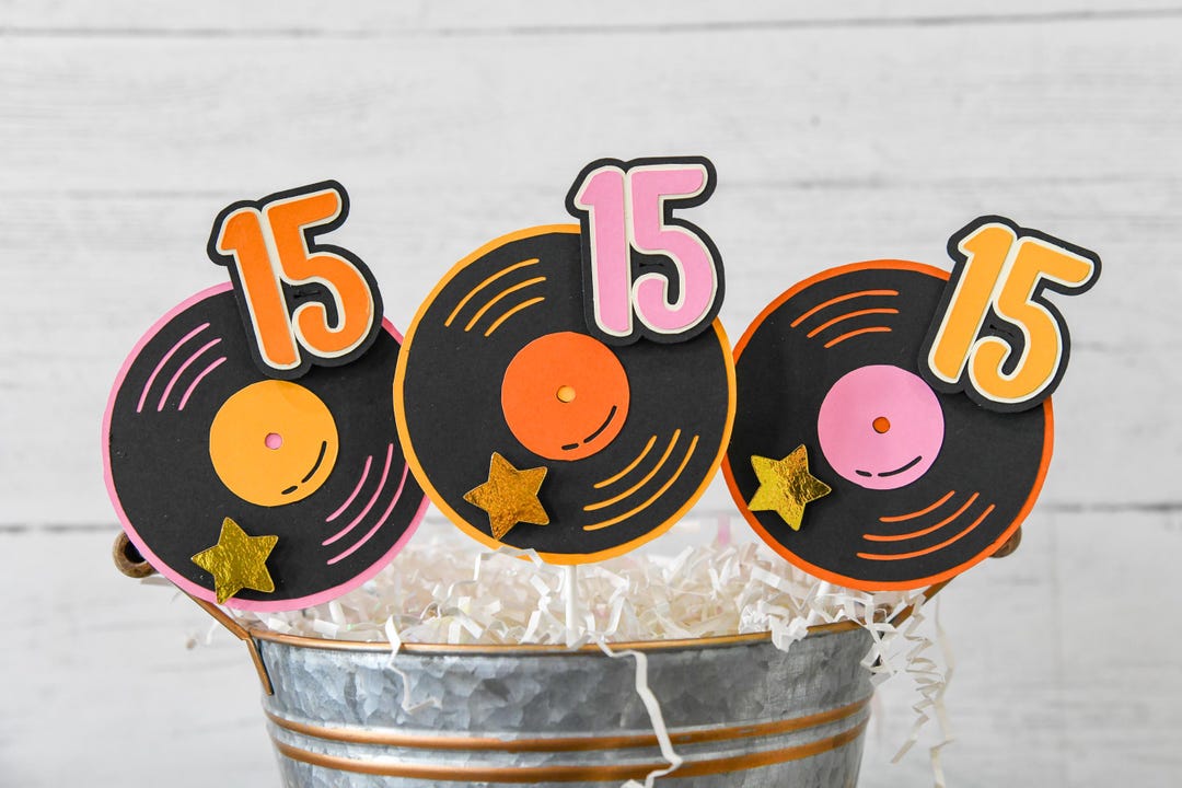 Vinyl Record Cupcake Toppers | Set of 12 | Customized With Age - Etsy
