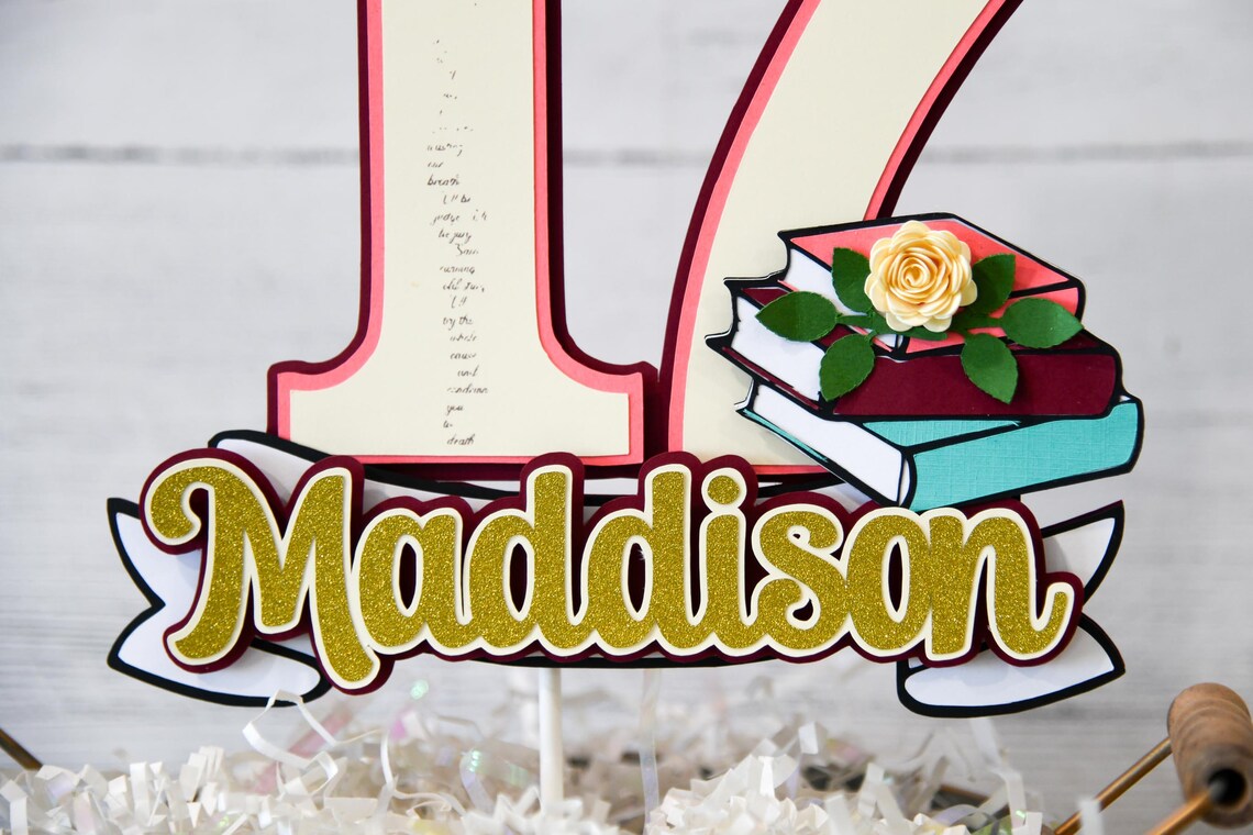 Book Reading Theme Cake Topper - Book Club | Literary | Novel | Bookish ...