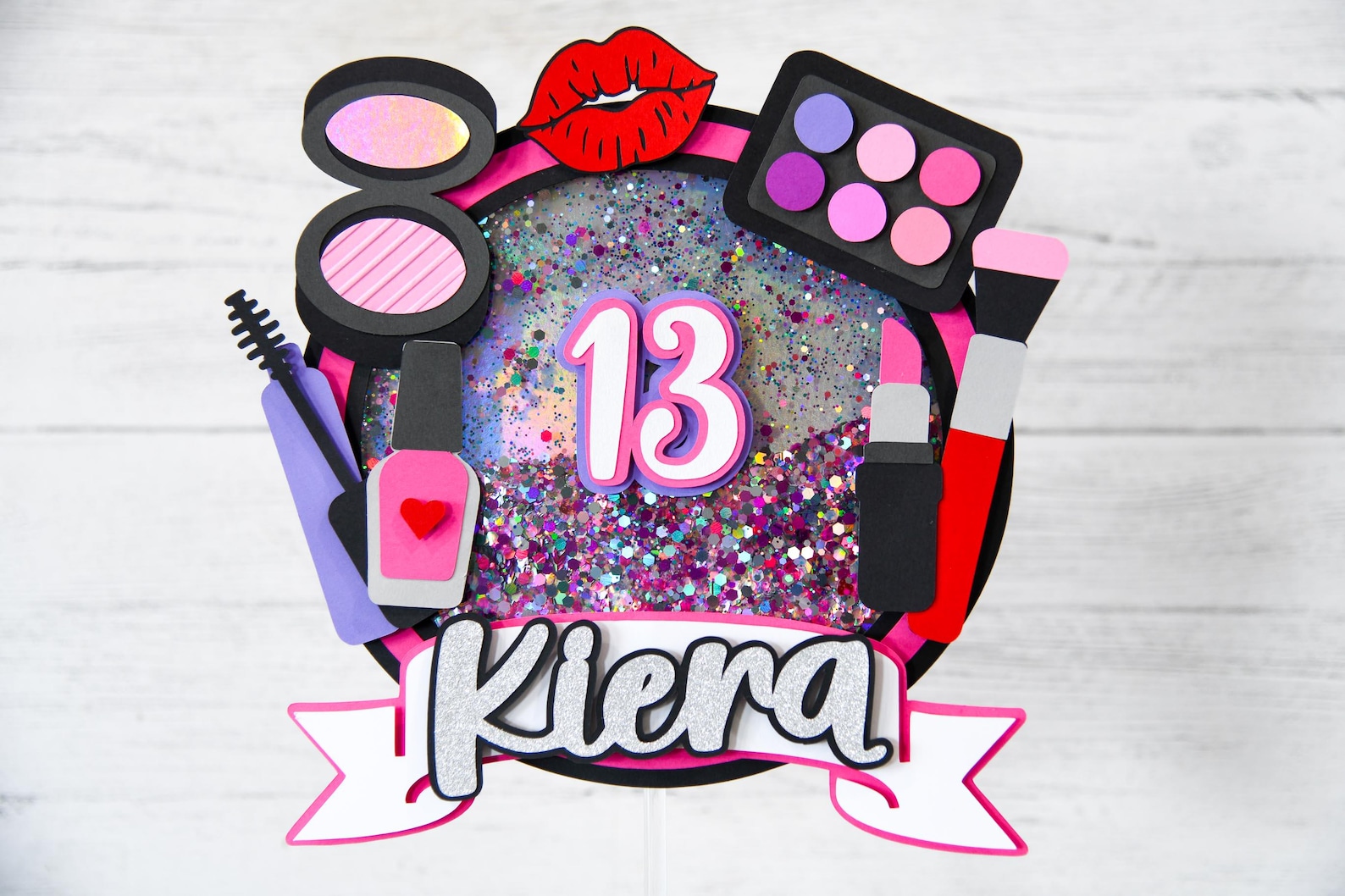 Makeup Glitter Glam Shaker Cake Topper - Etsy