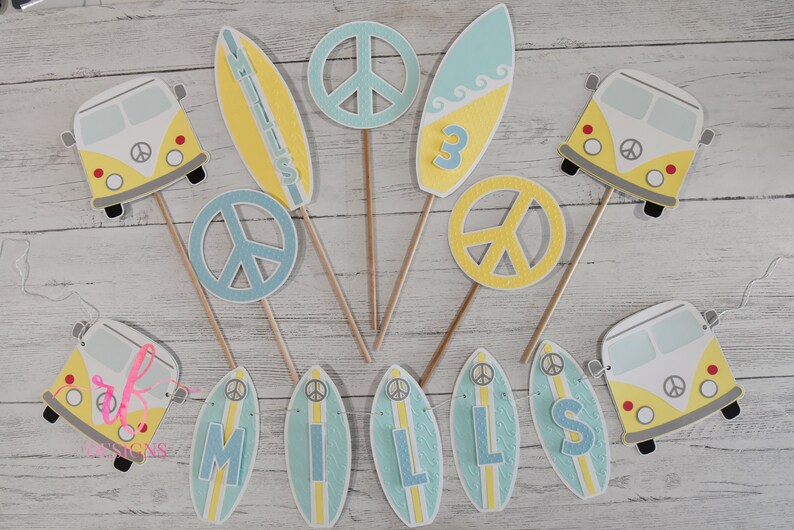 Peace Love and Surf 7pc Vintage Surf Theme Centerpiece | Etsy