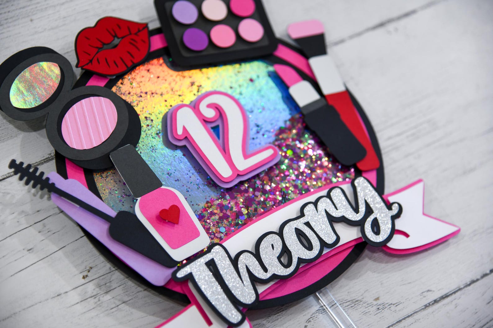 Makeup Glitter Glam Shaker Cake Topper - Etsy
