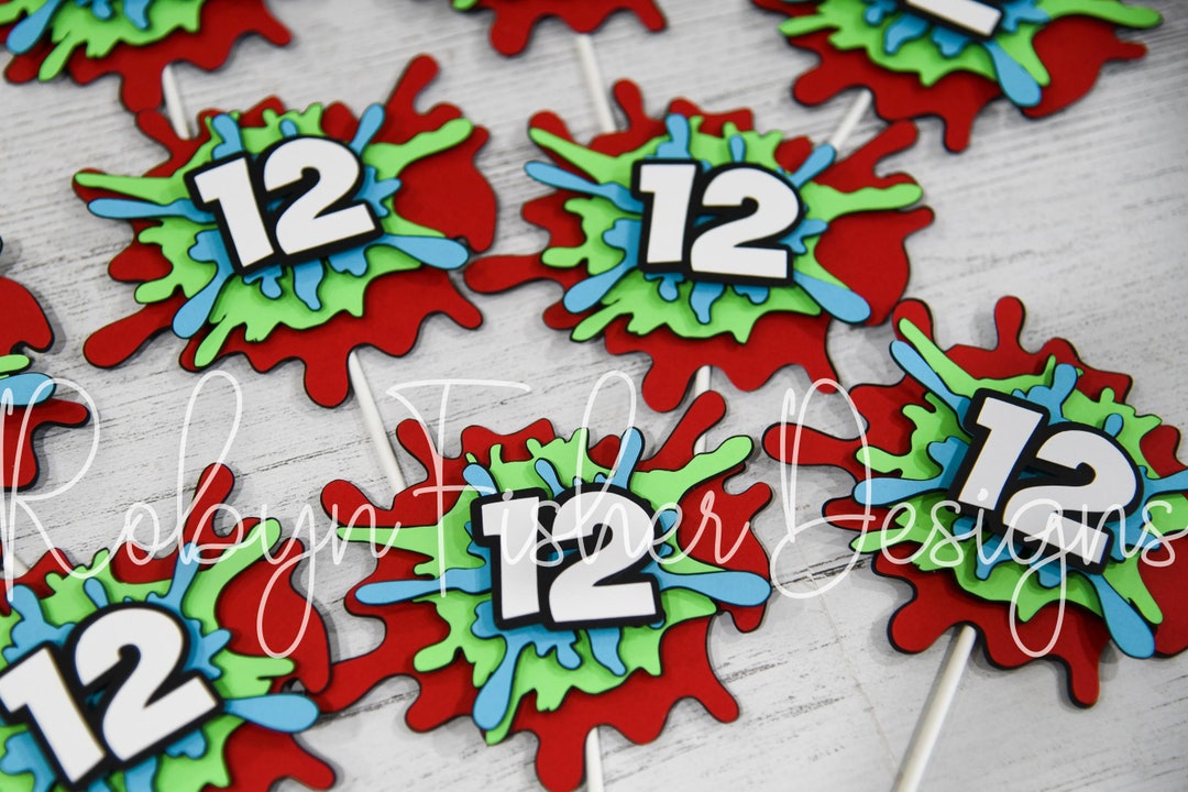 Paintball Theme Cupcake Toppers Colors Can Be Customized Age Optional ...