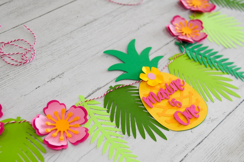 Pineapple Tropical Luau Banner Customized With Age | Choice of Colors ...