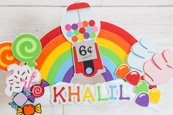 Candy Land Rainbow Cake Topper Customized with Name and Age | Etsy