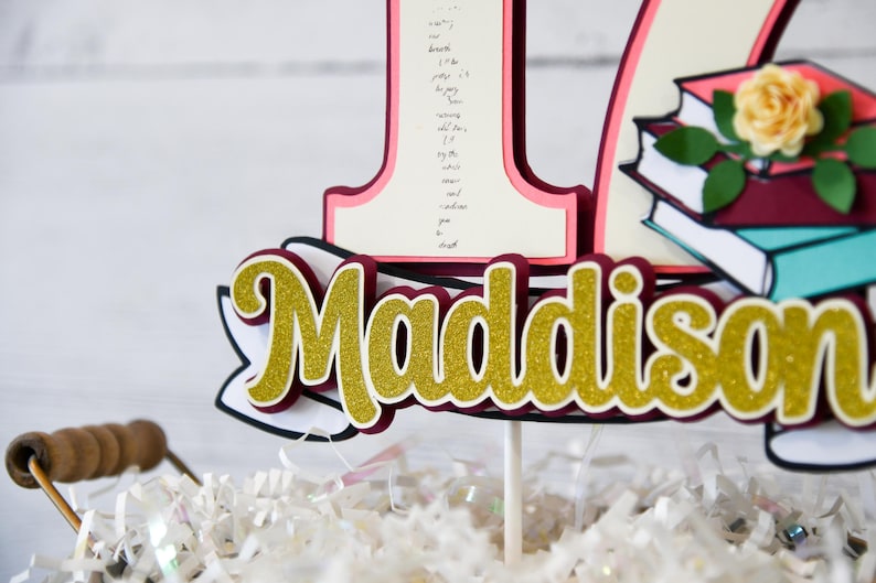 Book Reading Theme Cake Topper - Book Club | Literary | Novel | Bookish ...