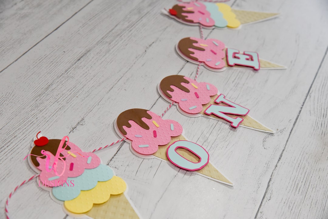 Ice Cream Birthday Banner - Perfect for Ice Cream Theme Party! Ice ...