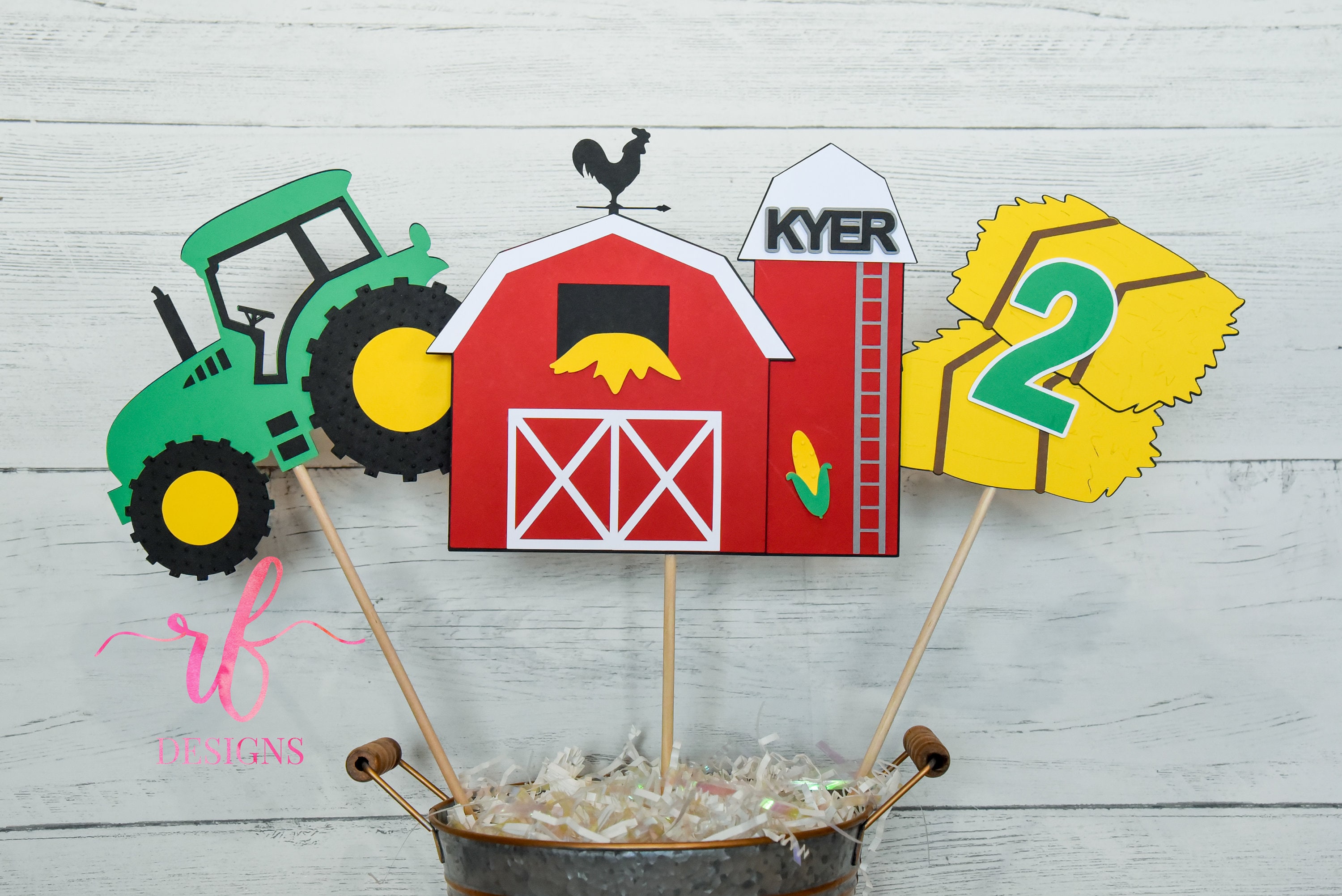 John Deere Inspired Farm Theme 3pc Centerpiece Customized | Etsy