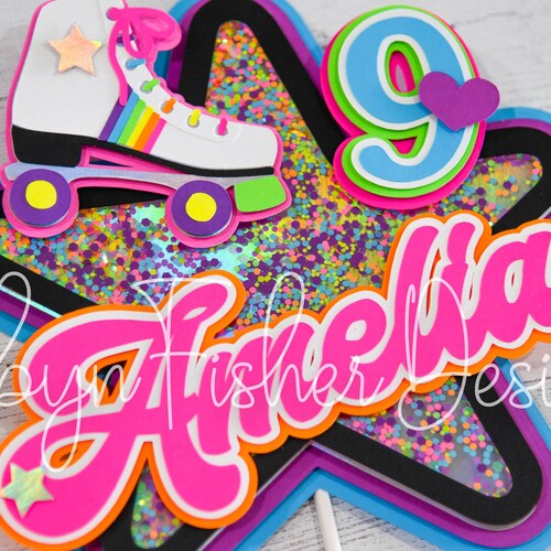 Roller Skates Neon Cake Topper Rolling Skate Party Skating - Etsy