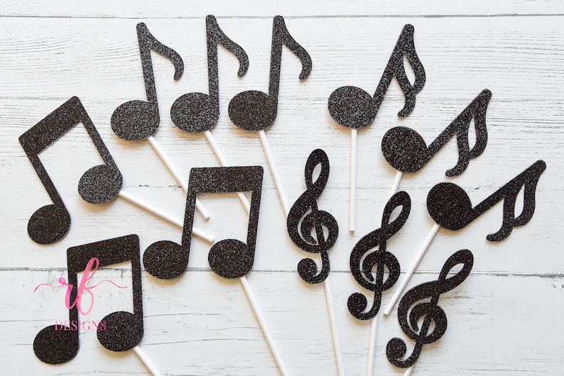 Music Notes Cupcake Toppers Set of 12 Music Theme Treble | Etsy
