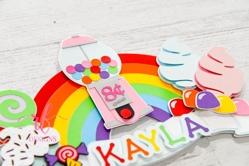 Candy Land Rainbow Cake Topper Customized With Name and Age | Etsy