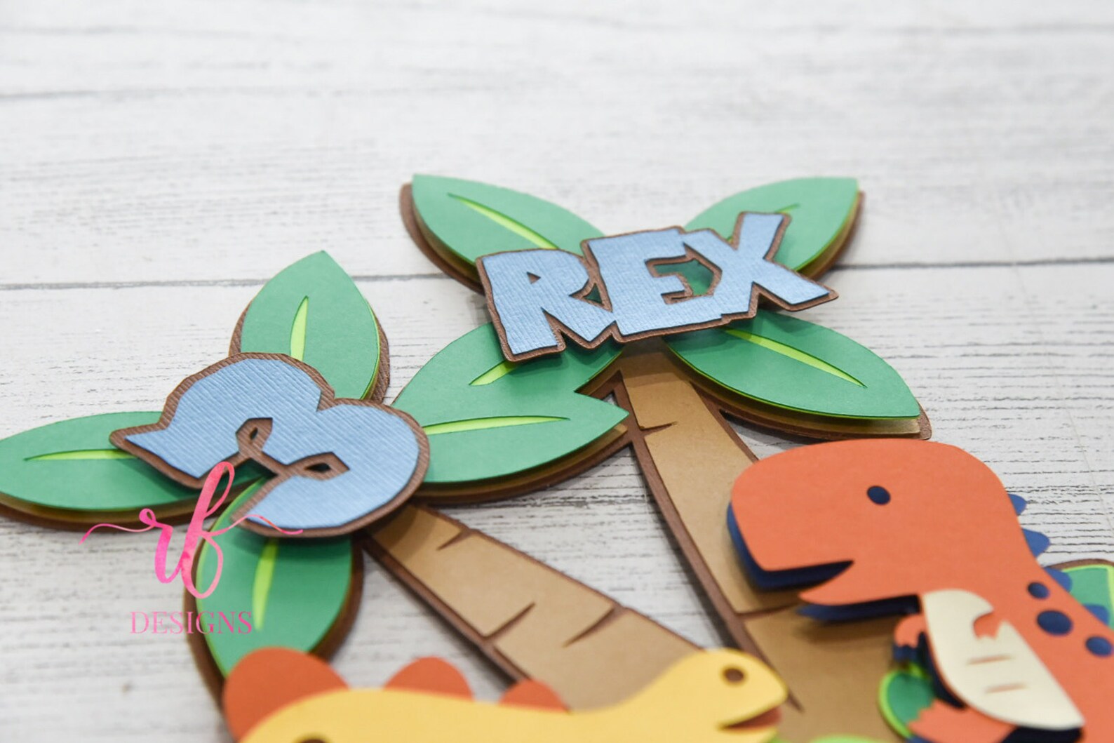 Dinosaur Three Rex Cake Topper Customized With Name and Age | Etsy