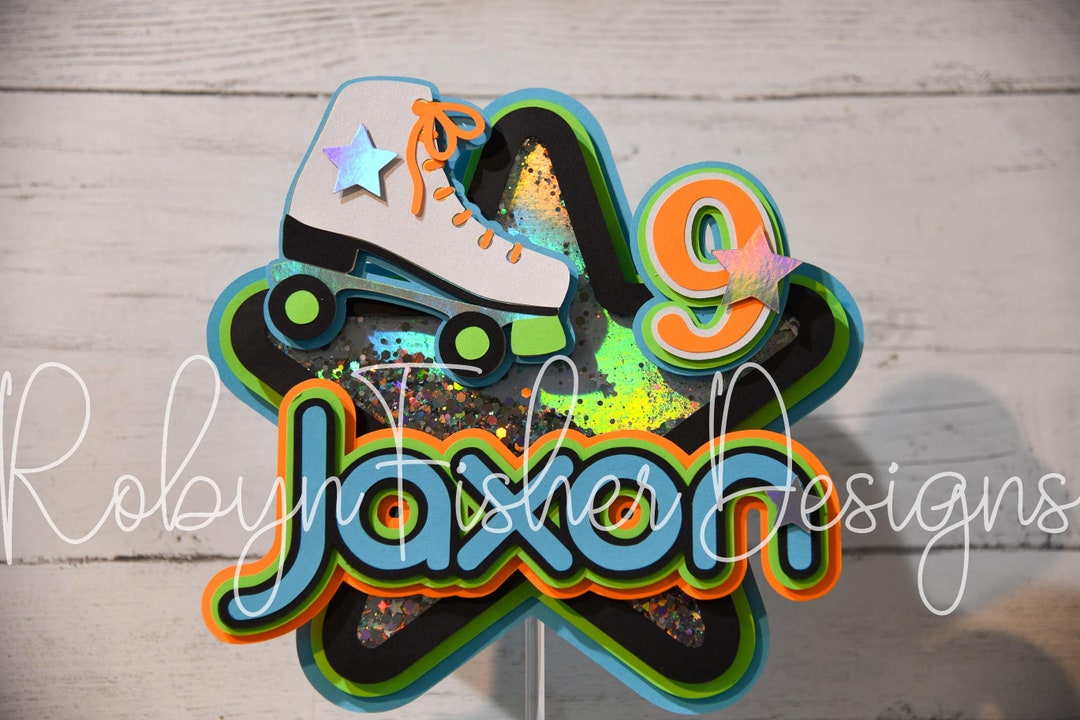 Roller Skating Theme Cake Topper shaker Topper, Retro 80's Theme Neon ...
